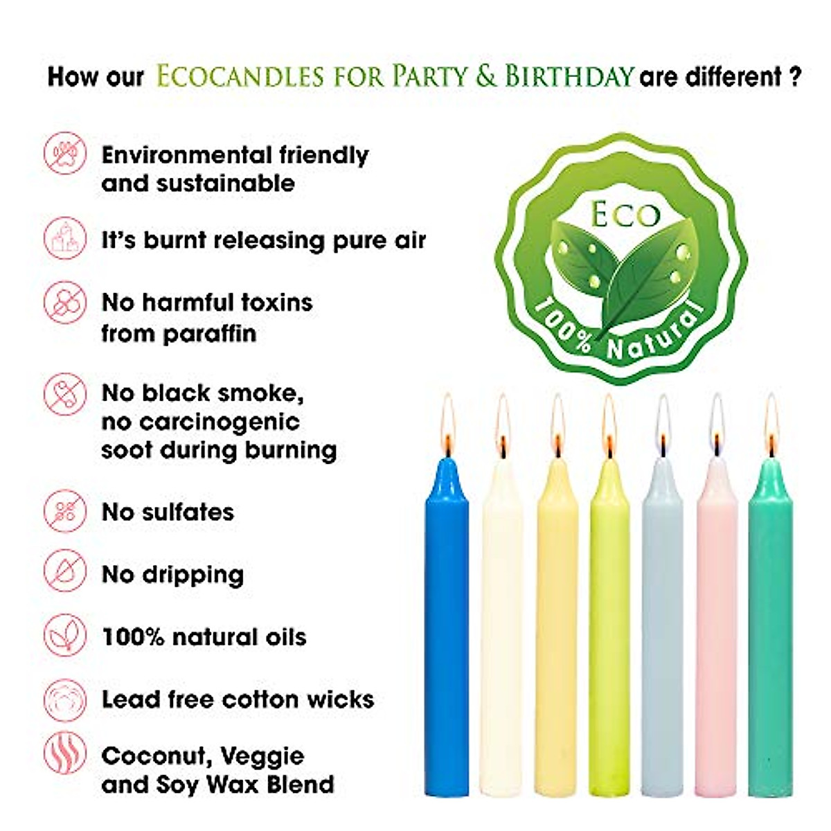 CocoSoy Organic Mini Taper 4" Short Candles for Spells Chime Rituals Prayer Witchcraft Supplies. Cute Birthday & Party Candles. Premium Coconut Soy Wax Bulk Package of 20 Fresh Green Candles