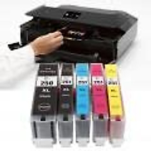 Multi Colors Ink Cartridge Printer Cartridge with Ink Printing Photos, Test Papers, Documents for Office Use (BK BK C M Y 5 Colors)