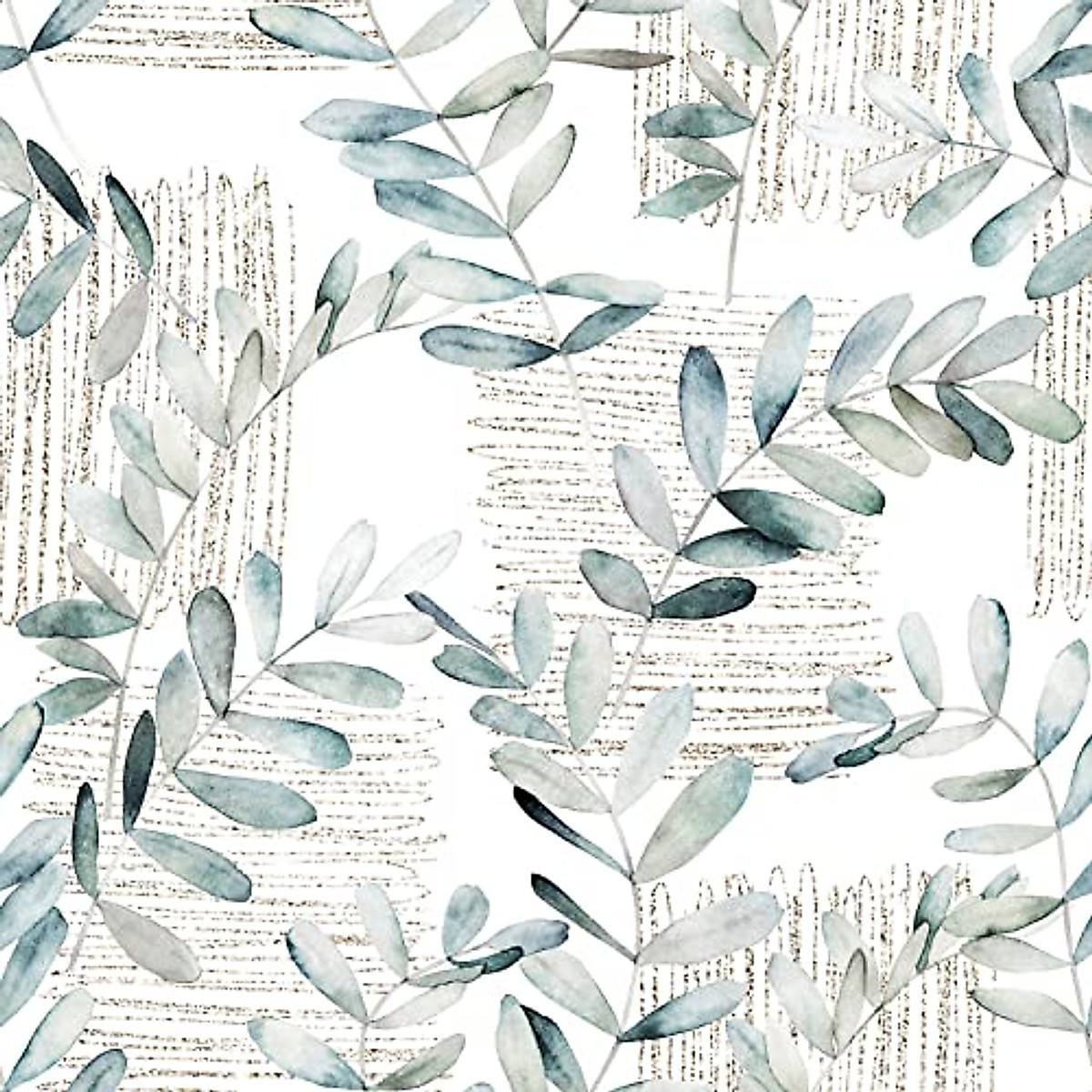 STICKEEP Blue Leaf Floral Peel and Stick Wallpaper Modern Floral Contact Paper Self Adhesive Geometric Leaf Wallpaper for Bedroom Walls Bathroom Laundry Room Cabinets Removable Wallpaper 24"x118"