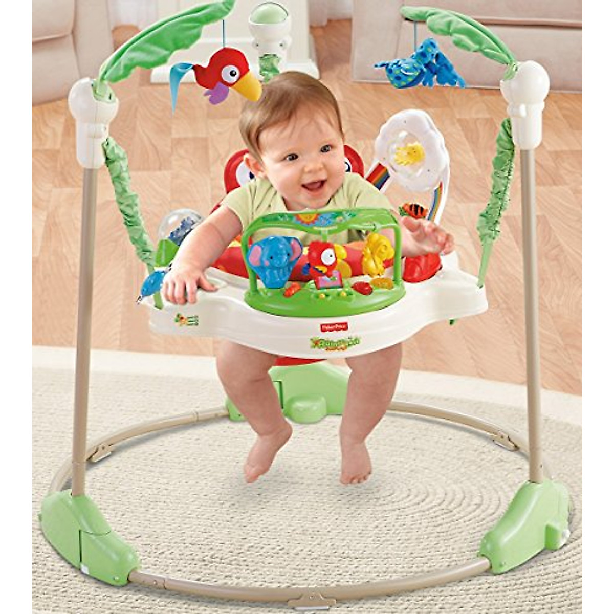 Fisher-Price Baby Bouncer Rainforest Jumperoo Activity Center with Music Lights Sounds and Developmental Toys