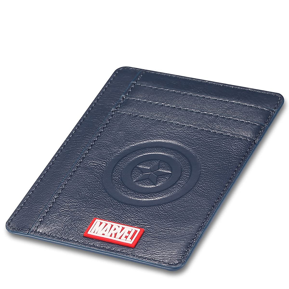 BOTIAL MARVEL Wallets, Avengers Captain America Genuine Leather Slim Minimalist Front Pocket RFID Blocking Wallets for Men Women America-(Navyblue), monolayer, KB2