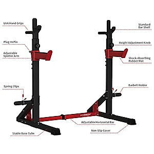 HARISON Multifunction Squat Rack with Adjustable Weight Bench, Heavy Duty Barbell Rack with Pull Up Bar Station for Home Gym