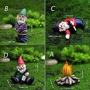 LINZHEN 4PCS Drunk Dwarf Garden Gnomes Knomes Decorations Decor Clearance Drunken Figurines for Outdoor Indoor Patio Yard Lawn Porch Ornament Gift
