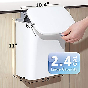 AYADA Hanging Trash Can with Lid, Hanging Garbage Can Lid for Kitchen Cabinet Door in Cabinet Trash Can Hanging Door Mounted Trash Can Door Trash Can Under Sink Door Trash Bin RV Bathroom (White)