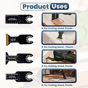 Oscillating Saw Blades | Pack of 31PCS | Multi Tool Blades Kit for Wood, Plastic, Metal and Steel | Quick Release Multitools Blades | Fit for Worx, Rockwell, Milwaukee, Bosch, Craftsman, Ryobi, Ridgid