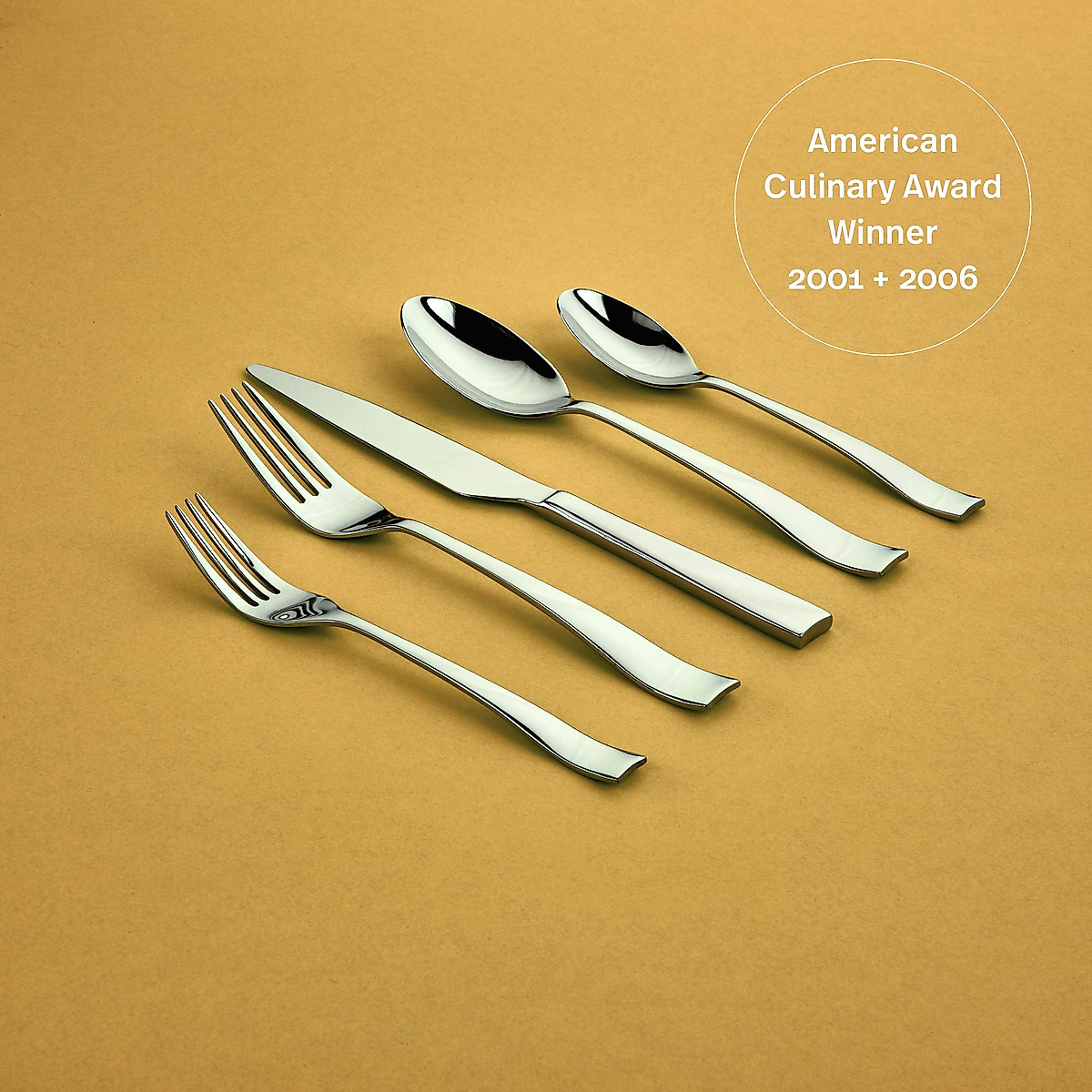 Gourmet Settings 20-Piece Silverware Strand Collection. Polished Stainless Steel Flatware Sets, Service for 4-Kitchen Cutlery Utensils Knife/Fork/Spoons, Dishwasher Safe, silver