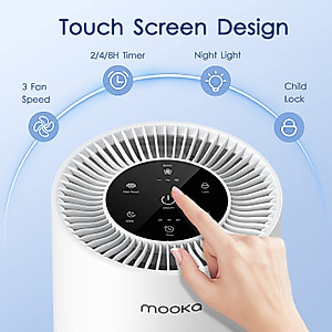 2 Pack MOOKA AP-S0610L Air Purifier Filter, 3-in-1 True HEPA Filter, High-Efficiency Activated Carbon Air Filter for Smoke, Odor, Dander, Pollen