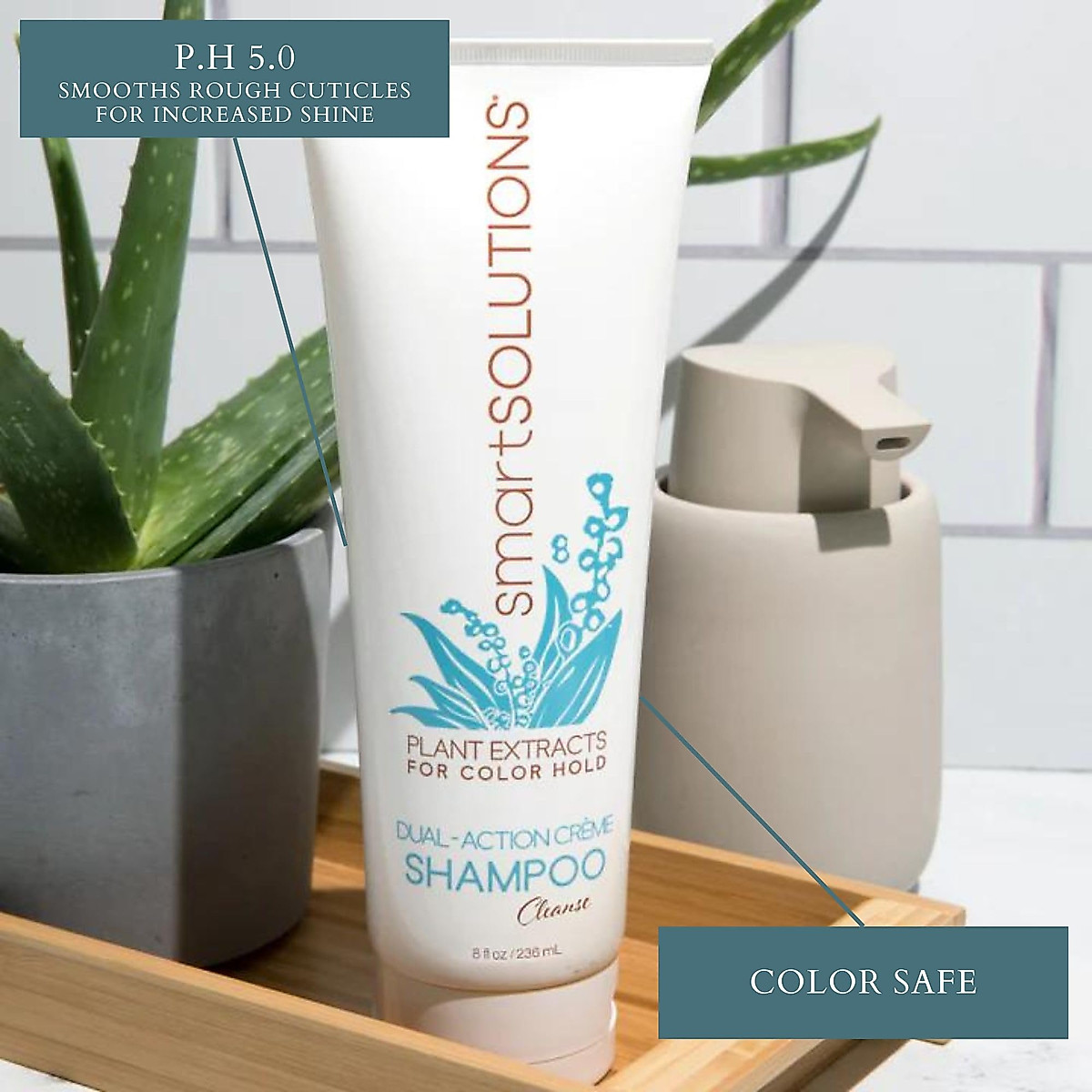 smartSOLUTIONS Dual-Action Creme Shampoo | Sulfate, Paraben & Sodium Chloride Free | Color Safe & Chemically Treated Hair Safe (12 fl oz)