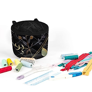 Zanxiantu Dragonfly Flower Sewing Machine Mat Pad with Organizer Storage Pockets Sewing Machine Dust Cover for Table Decor Accessories Non Slip (Black)