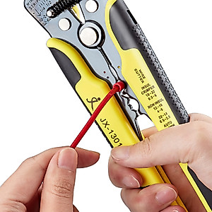 PARON Automatic Wire Stripper Tool with 2pcs Replaceable Springs, 8 Inch Wire Cutter Stripper Self Adjusting with Cable Zip Ties, Wire Stripping pliers 10-24 AWG with Cutting and Crimping