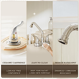 Phiestina Centerset 4-Inch 2 or 3 Hole Chrome Utility Sink/Laundry Faucet, with Rotatable Swivel 360° Spout and Threaded End, with Water Supply Line, BF025-7-C