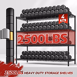 REIBII Storage Shelves 75.6" H Wire Shelving Unit with Wheels 2500LBS Heavy Duty Metal Shelves for Storage Adjustable Garage Storage Rack Pantry Shelf Commercial Shelving, 75.6" H X 55.5''W X 24" D