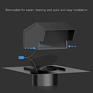 Hon&Guan 6 Inch Removable Roof Vents Roof Dryer Vent Cap for Houses Galvanized Steel 6 Inch Exhaust Vent for Ventilation System-with Damper, Black.