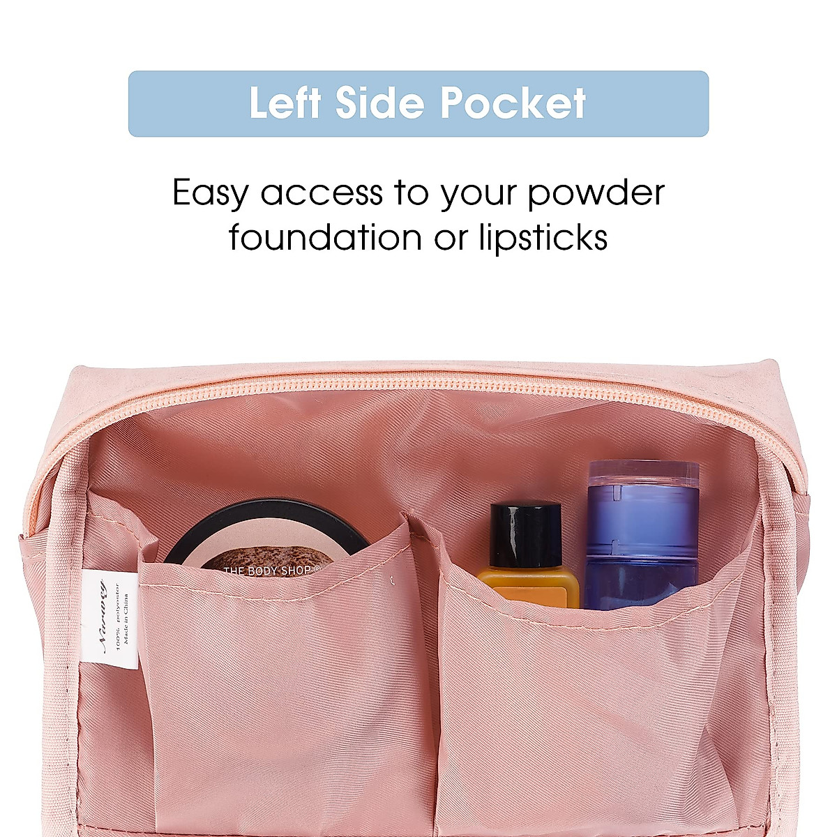 2 Pack Vegan Leather Makeup Bag Zipper Pouch Travel Cosmetic Organizer for Women (Large (Pack of 2), Orange Pink)