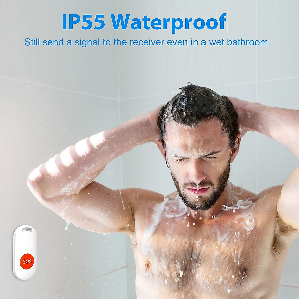 Caregiver Pager for Elderly, BITIWEND Wireless Call Button Personal Safety Alarm 600ft Range Smart Patient Help System Waterproof for Home/Elderly/Patient/Disabled Nurse Calling Alert 58 Chimes