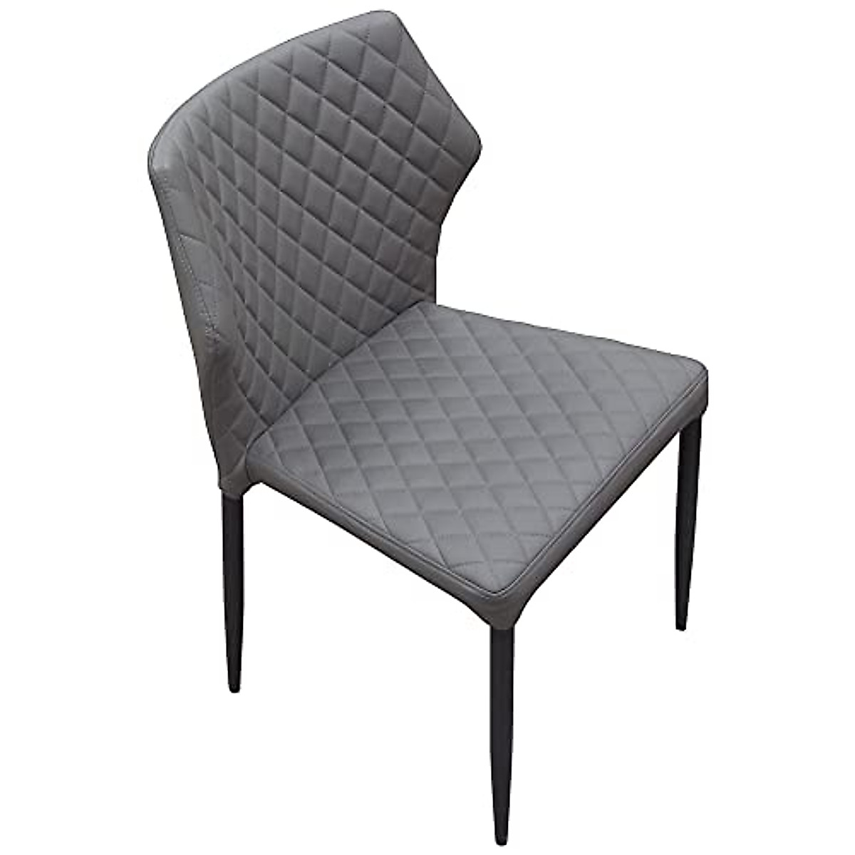 Nova Lifestyle Milo 4-Pack Dining Chairs in Grey Diamond Tufted Leatherette with Black Powder Coat Legs