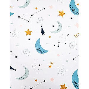 Yifasy Drawer Shelf Liner Moon Stars Self-Adhesive Furniture Inner Lining Paper Sheet Removable Kids Wallpaper Roll 118x18 Inch