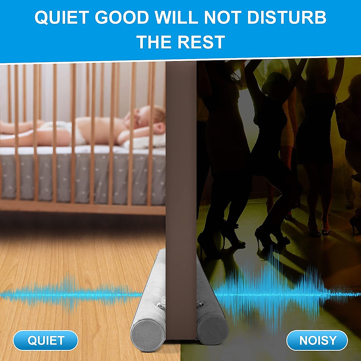 PearlLives Air Cushion Door Draft Stopper, Express Door Sweep for Wind, Dust, Smoke, Noise Protection and Energy Saving (Gray, 36 inches)