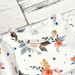 Aimaopao Toddler Baby Girls Fall Winter Clothes Set Little Girls Floral Tunic Tops Pants Outfits Clothing Yellow Floral 4T