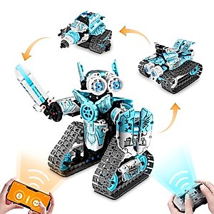 PinkBee Robot Toys Building Blocks Set 3-in-1 APP Remote Control Truck Tank Stem Projects Science Kits for Kids 6 7 8 9 10 Age 8-12 Year Old Boys Compatible with Lego (398 Pcs)