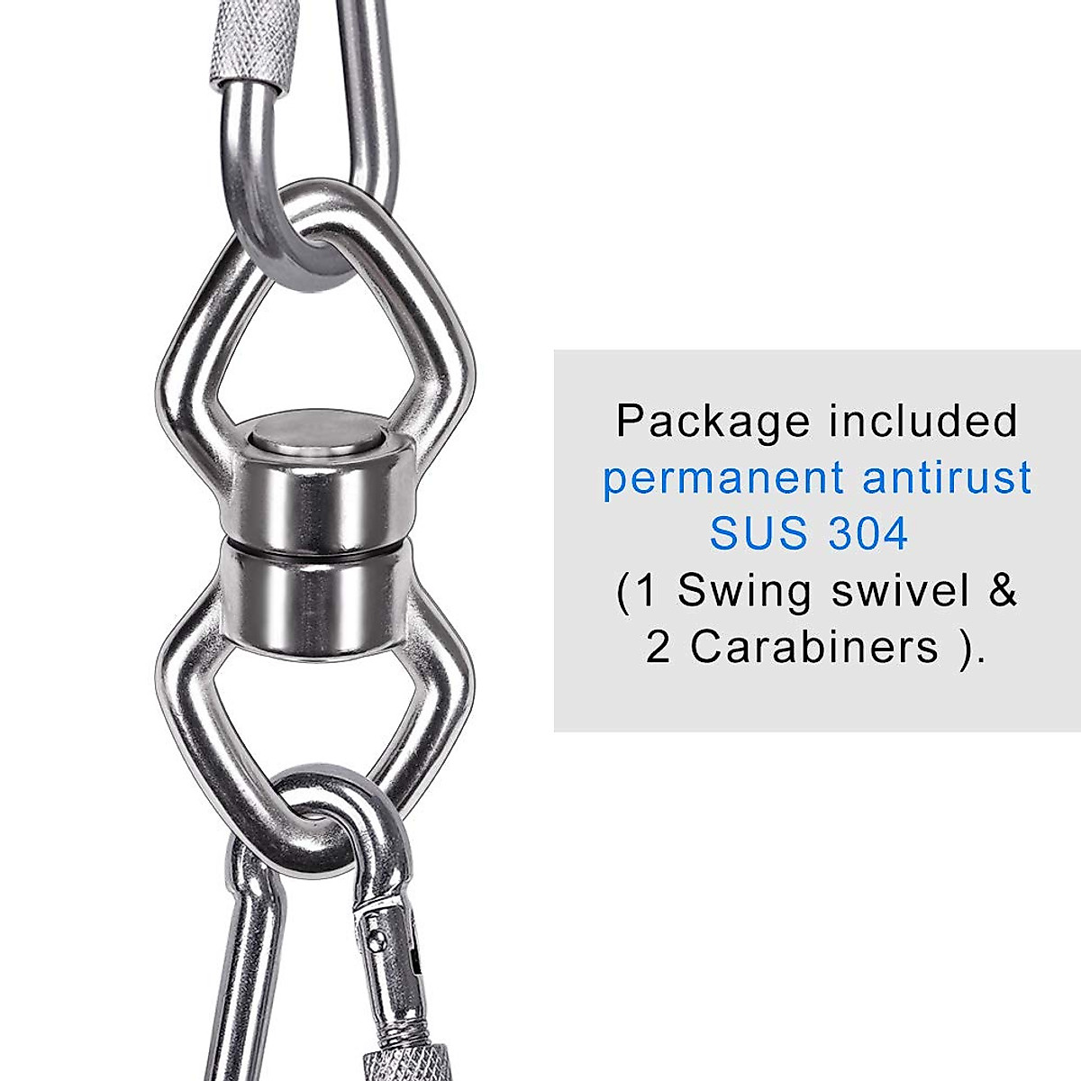 BeneLabel Swing Swivel with 2 Carabiners, 770LB Capacity, Safest Rotational Device Hanging Accessory with 2 Bearing for Aerial Silks Dance, Web Tree Swing, Children's Swing, Yoga Swing Sets