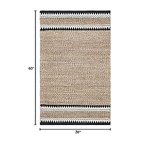 SAFAVIEH Natural Fiber Collection Accent Rug - 3' x 5', Natural & Black, Handmade Farmhouse Boho Coastal Rustic Jute, Ideal for High Traffic Areas in Entryway, Living Room, Bedroom (NF874B)