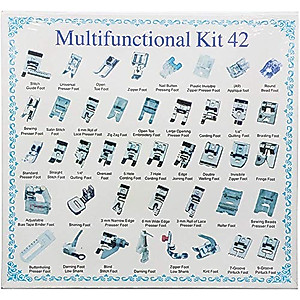eoocvt 42pcs Domestic Sewing Machine Presser Feet Set for Brother, Babylock, Singer, Janome, Elna, Toyota, New Home, Simplicity, Necchi, Kenmore, and White Low Shank Sewing Machines