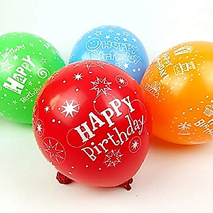 50pcs 12inch Latex Happy Birthday Balloons Party Beautiful Flowers Printed Birthday Balloon Decoration Multicolor (Birthday)