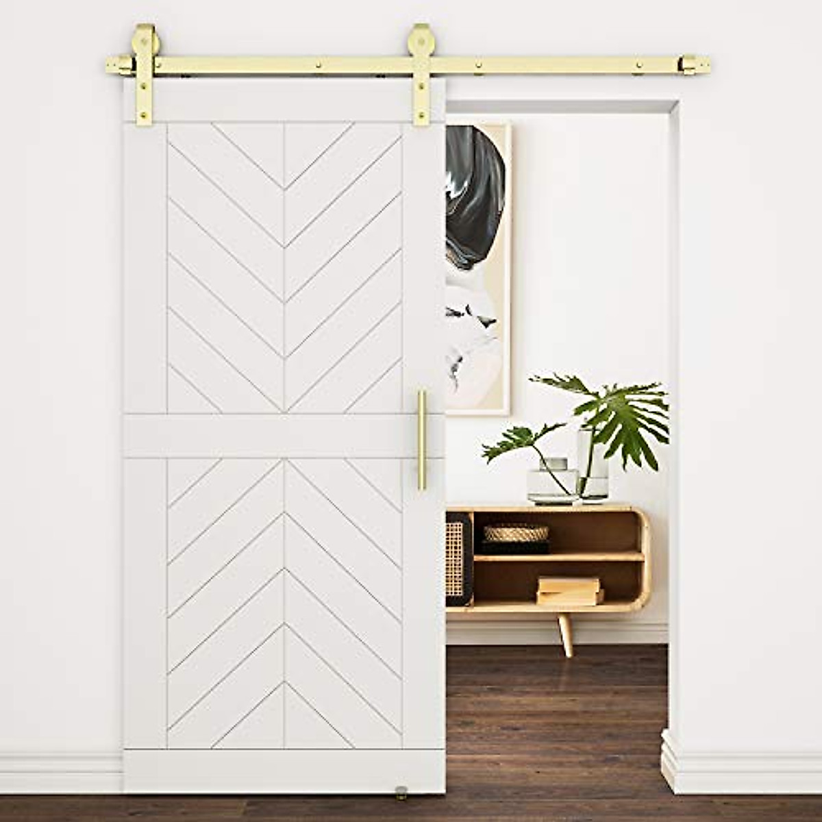 National Hardware N700-113 Interior Sliding Barn Door Hardware Double Floor Guide, 1 3/4 in, Brushed Gold