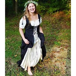 Abaowedding Women Medieval Costume Renaissance Lace Costume Cosplay Over Dress Short Sleeves