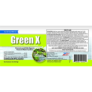 Green X – 1lb - String Algae Remover for Koi Ponds, Fountains, Waterfalls, Water Features- Safe for Fish Contact Algae Control- Treats up to 16,000 Gallons - Concentrated Granular Algaecide