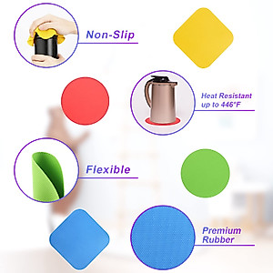 4pcs Jar Gripper Pads, Multifunctional Rubber Jar Gripper Pad Jar Opener Grippers Kitchen Coaster for Elderly Suffering from Arthritis Children Women Weak Hands (4 Colors)
