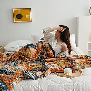 LMYDC Plaid Throw Blanket, Sofa Chair Throw Blankets Warm Soft Lightweight at Home, Traveling in All Seasons, Quality Bed Linen, Beautiful Home Decoration. (80"×60") (Sunset Yellow Plaid)