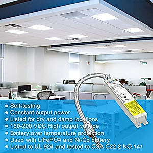 20W LED Emergency Light Driver 100-247V AC, 175V DC Rechargeable Emergency Driver Backup Battery, Emergency Time 90 Min Power Suply for Panel Light, Linear Light, UL Listed, 5-Year Warranty (10Pack)
