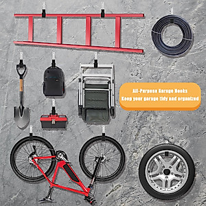 Juformin Heavy Duty Utility Hooks for Garage Storage Utility Hooks Wall Mount,Garage Hooks Heavy Duty,Garage Wall Hooks,Hose Holder,Bike Hooks,Ladder Hooks,Leaf Blower Hanger (2 Small & 2Medium)