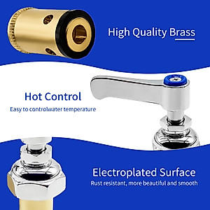 Handle Stem Assembly Fits for T&S Brass Faucets Blue Cold and Red Hot Side Spindle Assembly Valve Replacement Part Replace 002714-40 002713-40 Spindle Assembly for Eterna Valve Replacement