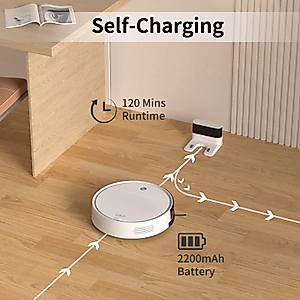 OKP Robotic Vacuum Cleaner 2500Pa, 120 Min Runtime, Robot Vacuum Cleaner with Schedule, WiFi/App/Alexa, Self-Charging, Slim Design, Quiet, Perfect for Hard Floors, Pet Hair, Carpets