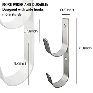 2 PCS Set Wide Pool Pole Hangers Heavy Duty Silver Aluminium Holder Hooks with Screws Perfect Hook Holders for Swimming Pool,Telescopic Poles,Skimmers,Nets Brushes,Vacuum Hose,Garden Equipment Etc