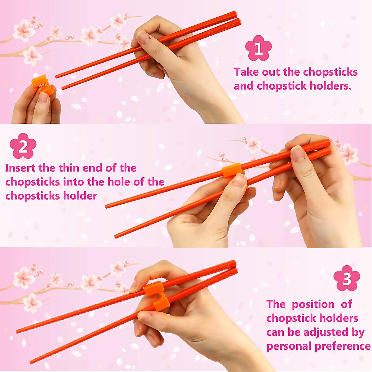 Fejapa 5 Pairs Reusable Chopstick Helpers Training Chop sticks Adult Senior Elderly Practice Chopsticks for Beginners Right Left Handed Chinese Learning Chopstick Dishwasher Safe Chop stick Trainer