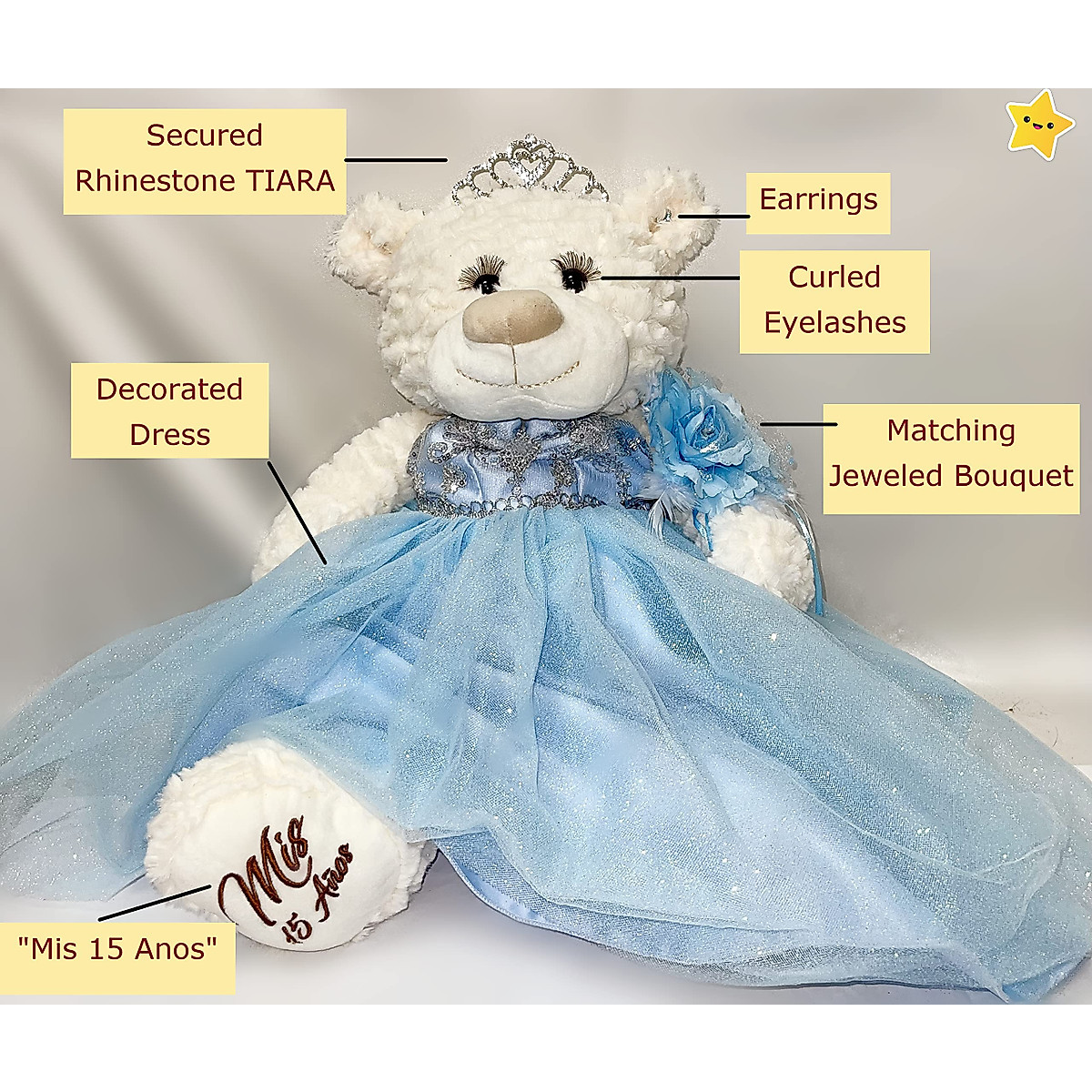 KINNEX COLLECTIONS SINCE 1997 20" Quince Anos Quinceanera Last Doll Teddy Bear with Dress (Centerpiece) ~ ARC16831-33 (Emerald Green)