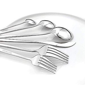 Snplowum Silver 36-Pieces Silverware Flatware Mirror Polished Dinnerware, 18/0 Stainless Steel Cutlery Set For Home Kitchen Party Hotel Restaurant Wedding Service for 6