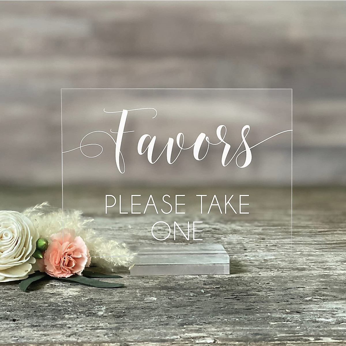 Acrylic Wedding Favors Sign | Favors Please Take One Acrylic Sign | Acrylic Favors Sign | Wedding Favors Sign | Acrylic Wedding Sign (5X7, Clear Acrylic Stand)