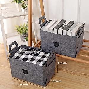 BDZBREN Large Clothing Storage Organizer for Closet 4 Pack - 16x10.5in Felt Fabric Closet Storage Baskets for Shelves, 6.5in High Rectangle Storage Baskets