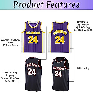 Custom Basketball Jersey Team Name Number Personalized Practice Shirt for Men Youth Kids Boys College University, S~4XL