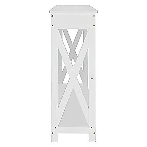 Bonnlo White Entryway Table with Drawer and Shelf, Slim Console Tables with Storage, Farmhouse Sofa Tables for Living Room, Hallways, Foyer, 39.4”W x 11.8”D x 31.7”H