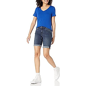 Amazon Essentials Women's 9" Denim Bermuda Shorts, Dark Denim, 0