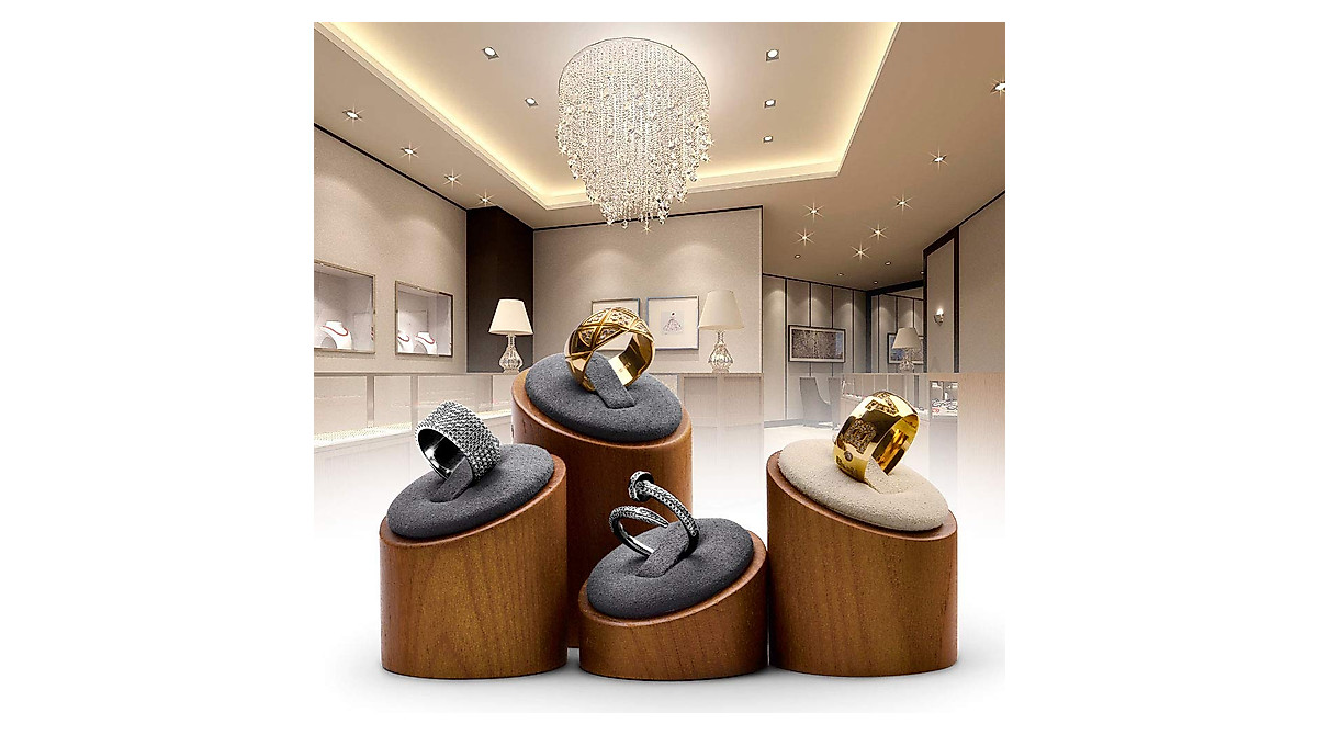 Oirlv Solid Wood Ring Display Stand | Jewelry Showcase