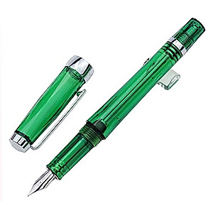 Lanxivi Set of 3 Piston Vaccum Fountain Pen Extra Fine Nib, 013 Series (Blue, Green and Clear Transparent) by Paili