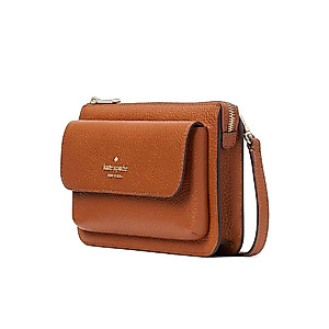 Kate Spade New York handbag for women Leila small flap crossbody bag, Warm Gingerbread