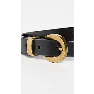 Madewell Women's Chunky Buckle Skinny Leather Belt, True Black, M